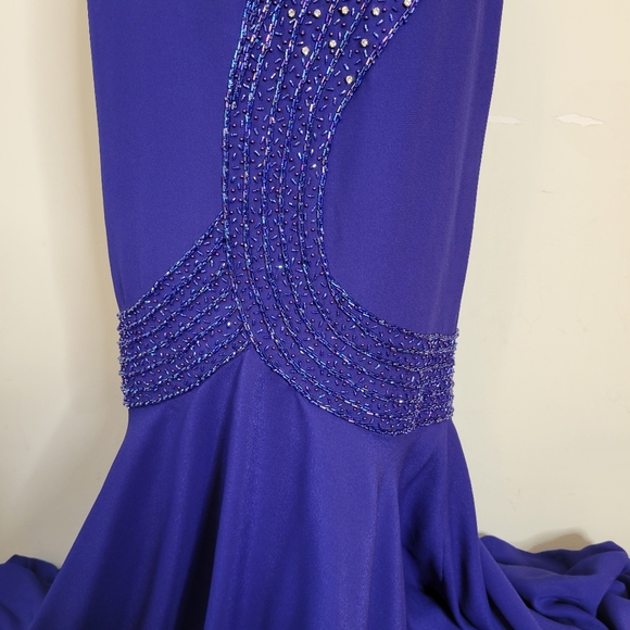 Landa | Dresses | Landa Royal Blue Open Back Long Mermaid Beaded Sexy Prom Evening Dress Size 8 ...